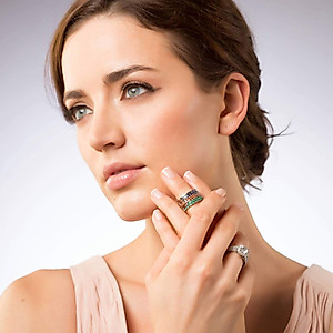 BERRICLE Sterling Silver Simulated Emerald Pave Set Cubic Zirconia CZ Stackable Fashion Half Eternity Ring for Women, Rhodium Plated Size 8