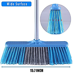 YONILL Indoor Outdoor Broom with Long Handle, 53" Angle Brooms for Floor Cleaning Sweeping Broom for Garage, Patio, Garden, House and Kitchen