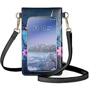 KUIFORTI Butterfly Pattern Touch Screen Purses PU Leather Crossbody Bag for Women Travel Small Shoulder Phone Purse Wallet, Butterfly 2