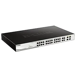 D-Link 28-Port Gigabit Smart Managed PoE+ Switch |24 PoE+ Ports (193W) + 4 SFP Combo Ports |L2+ | VLANs | Web Managed | Surveillance Mode | Rackmount | NDAA Compliant |Lifetime Warranty (DGS-1210-28P)