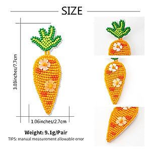 Beaded Easter Earrings for Women Dangling Cute Rabbit Egg Earrings Easter Gifts for Women Friends (Radish)