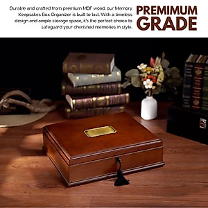 Arolly Romeo Memory Keepsake Box Organizer with Mahogany Wood Finish - Large Personal Storage Box with Locking Lid | Wooden Memory Box Gift for Anniversary, Wedding, Valentine, Birthday