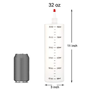 Youngever 4 Pack 32 Ounce Plastic Squeeze Bottles, HDPE Squeeze Bottles for Crafts, Food Art, Glue, Henna