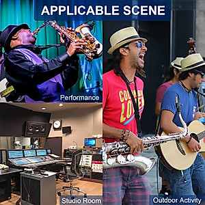 SGPRO Saxophone Wireless Microphone Professional Gooseneck Clip-on Mic with Preset EQ & ECHOs, 262 Ft Transmission and Rechargeable Transmitter, for Soprano, Tenor, Alto, and Baritone Saxophone