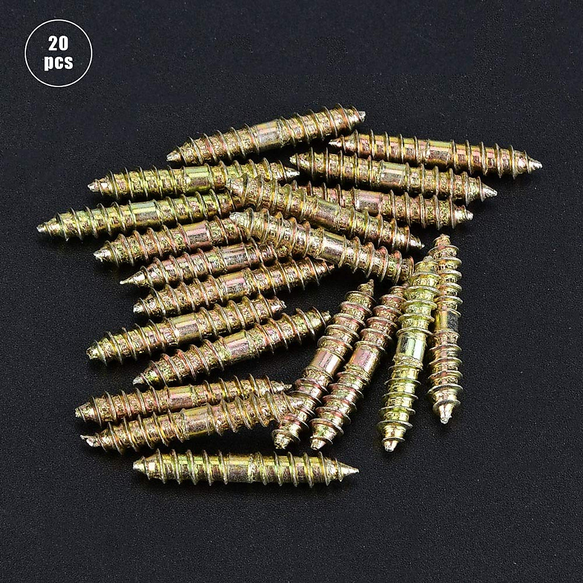 20Pcs 5x30mm Dowel Screw, Iron Double Ended Screw Zinc Plating Self-Tapping Thread Screw for Industrial Woodworking