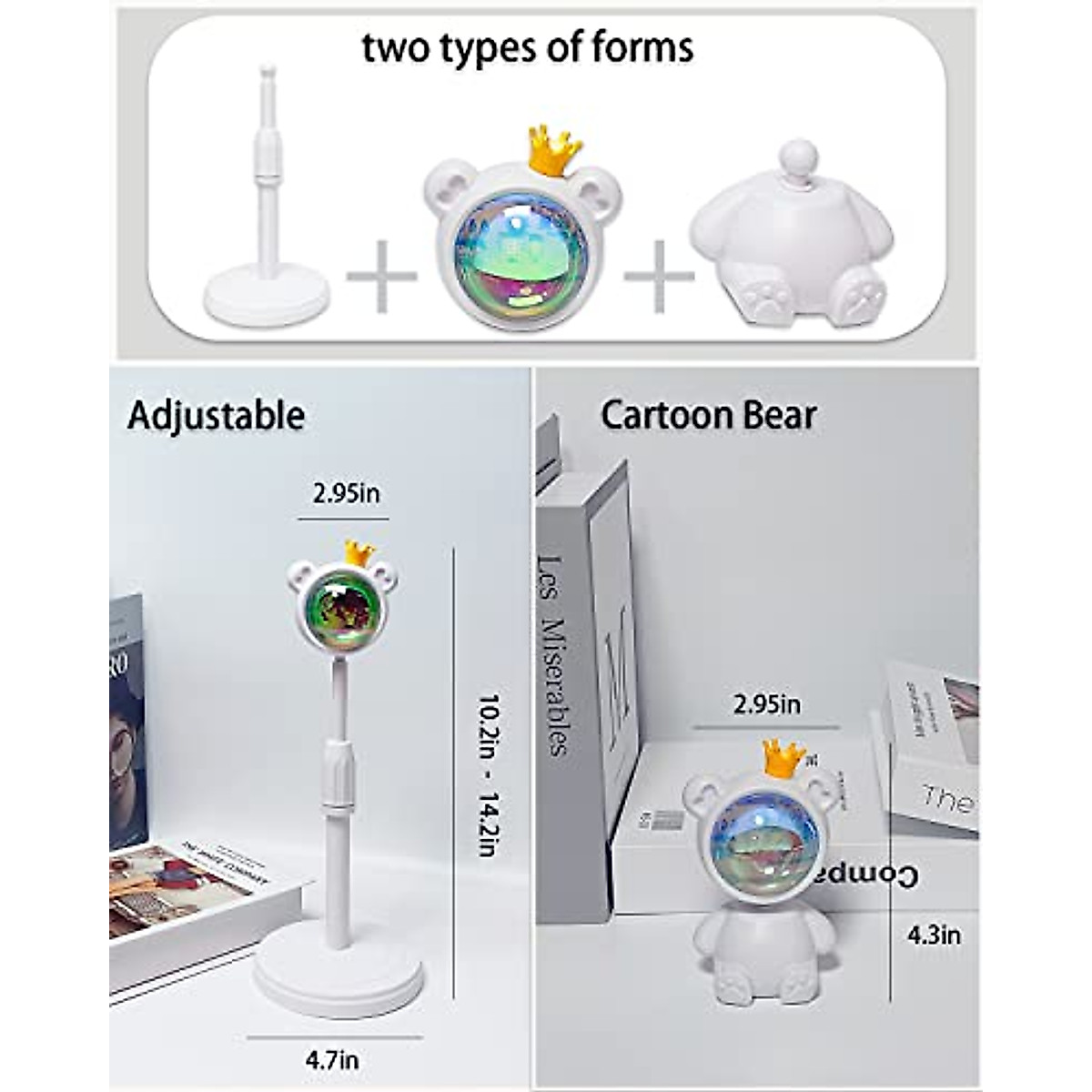 NEWHCTE RL001 Sunset Lamp Projection, 7 RGB Colors Changing Projector LED Lights Floor Lamp, 360 Degree Rotation USB Rechargeable Sunset Lamp for Party/Bedroom/Home