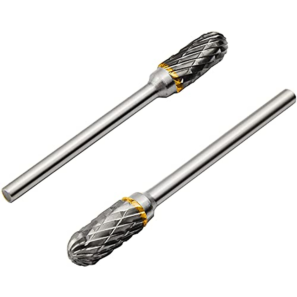 YXGOOD 10 Pieces Tungsten Carbide Double Cut Rotary Burr Set with 3 mm (1/8 Inch) Shank and 6 mm (1/4 Inch) Head Size (Style 1)