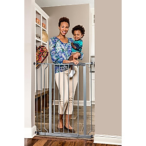 Regalo Easy Step Extra Tall Walk Thru Baby Gate, Bonus Kit, Includes 4-Inch Extension Kit, 1 Pack of Pressure Mount Kit and Wall Mount Kit, Platinum