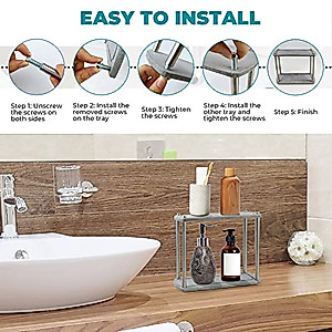Sekonow 2 Tier Sink Caddy, Bathroom Instant Dry Sink Organizer, Diatomaceous Earth Fast Drying Stone Sink Tray, Kitchen Sink Organizer Soap Sponge Holder