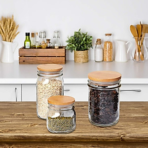 6 Pack Wooden Mason Jar Lids, Reusable Bamboo Mason Canning Lids Compatible with Wide Mouth Mason Jar Canning Jar