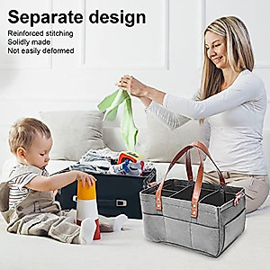 KITERI Diaper Caddy Basket, Felt Storage Caddy, Baby Diaper Caddy Organizer With Handles, Portable Nursery Storage Bin, Baby Diaper Organizer Caddy Bag Suitable For Diapers And Cars