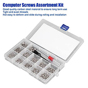 ComputerScrews Kit, Tight Even Threads ComputerScrew 600Pcs Flathead Standard Metric Replacement with ScrewdriverBrush for Laptop