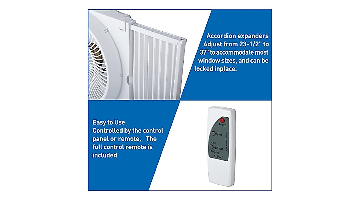 Shinic 9" Reversible Twin Window Fan with Remote Control