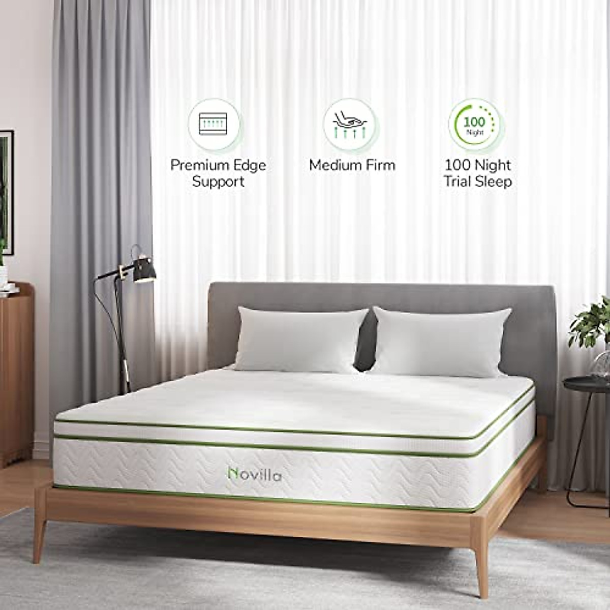 Novilla Full Mattress, 12 Inch Gel Memory Foam Hybrid Mattress with Pocketed Coil for Pressure Relief & Motion Isolation, Medium Firm Full Bed Mattress in a Box, Amenity