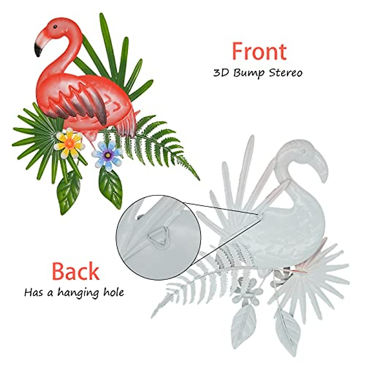 huangpai 4 Pack Flamingo Wall Decor Metal Parrot Art Bird Indoor Outdoor Waterproof Garden Decoration Covered Areas For Home Patio Yard