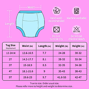 BIG ELEPHANT Toddler Potty Training Underwear - Baby Boys Cotton Toilet Training Pants 10 Pack, 3T