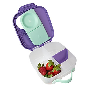 b.box Mini Lunch Box for Kids: Lunch Snack Container with 2 Leak Proof Compartments. Ages 3+ School Supplies, BPA Free (Lilac Pop, 4¼ cup capacity)