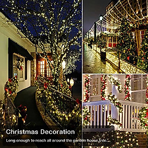 ZHOUDUIDUI Christmas Lights Outdoor, 800LED 330FT Warm White String Lights, 8 Mode Plug in Waterproof Decor Twinkle Lights for Bedroom Xmas Thanksgiving Wedding Party Garden Yard Tree Decoration
