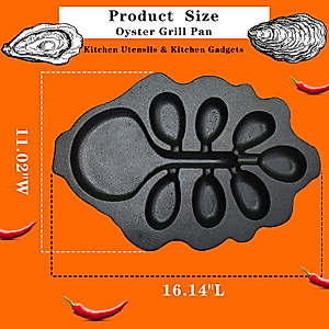 BOLVOUD Cast Iron Oyster Grill Pan, Cast-Iron Oyster Pan for Oven Grill