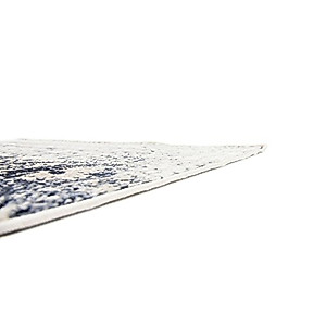 Unique Loom Chateau Collection High-Low Pile, Vintage, Traditional, Distressed, Medallion Area Rug (4' 0 x 6' 0 Rectangular, Beige/Navy Blue)