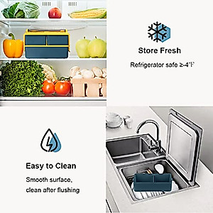 NatraProw Bento Box Adult Lunch Box, 3-in-1 Stackable Lunch Containers, 47OZ Bento Box with 4 Compartments, Fork & Spoon, Leak Proof, Microwave Safe (Blue)