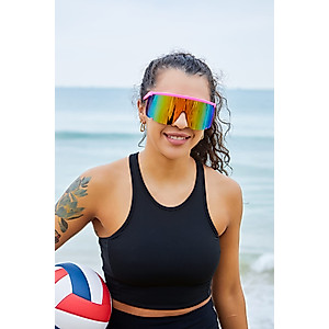 Karsaer Vision Shield Sunglasses for Men Women Oversized Neon 80s 90s Visor Shades Sports Style Outdoor Cycling Ski