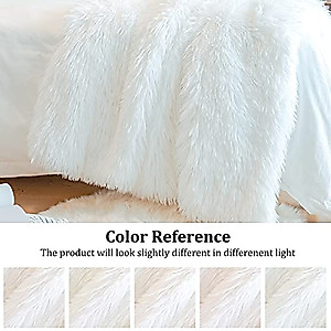 JONIYEAR Extra 2.8" Long Hair Fluffy Faux Fur Throw Blanket 50" x 60", Luxury Soft Decorative Fuzzy Furry Blanket for Couch, Cozy Plush Shaggy Blankets for Sofa Bed, Cute Lovely Blanket for Pet, White