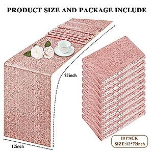 MTREO 10 Pack Sequin Table Runner 12" x 72" Rose Gold Sequin Table Cloth for Rectangle Tables Sparkle Table Covers for Wedding Engagement Birthday Party Holiday Decorations Baby Shower