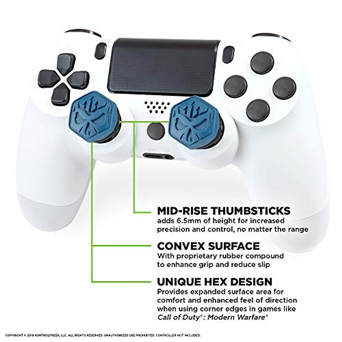 KontrolFreek Call of Duty Modern Warfare Performance Thumbsticks for PlayStation 4 (PS4) | 2 Mid-Rise, Convex | Blue/Black