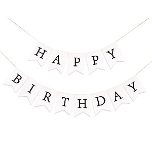 White Happy Birthday Banner - White Linen Banner , Birthday Party Banner Black , Best Birthday Gift , Black and White Birthday Banner , Birthday Party Drop Sign , Party Photo Backdrop