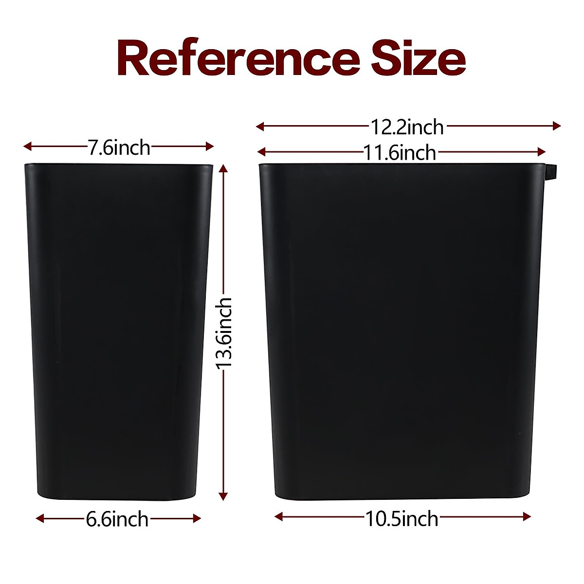Aninhao 3 Pack Open Top Plastic Trash Can Waste Basket, 4.5 Gallon/16 L Slim Kitchen Office Garbage Can, Black