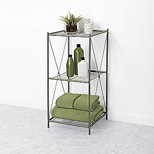 Zenna Home 3 shelves 2557NN Cross Style Floor Stand, Satin Nickel