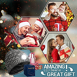 Christmas Stocking Stuffers Gifts for Men - LED Beanie Hat with Light Men Gifts Rechargeable Headlamp Cap for Women Winter Warm Knit Lighted Hats for Running Hunting Camping Cool Gadgets Dad Birthday