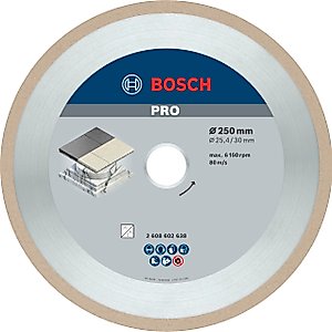 Bosch 2608602638 Diamond Cutting Disc Best for Ceramic, 250mm Ø, 30/25.40mm x 2.4mm x 10mm, Silver/Grey