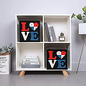 I Love Panama Foldable Storage Bins Printd Fabric Cube Baskets Boxes with Handles for Clothes Toys, 11x11x11