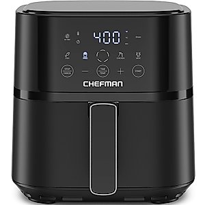 Chefman Air Fryer – 4 QT Compact Airfryer for Quick & Easy Meals in Minutes, Features Hi-Fry Technology for Extra Crisp, Touchscreen Controls with 4 Presets, Nonstick & Dishwasher Safe Basket - Black