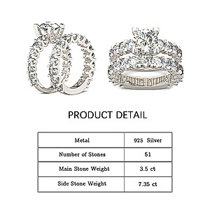 Jeulia 3.5 Carat Round Cut Sterling Silver Wedding Ring White Diamond Cubic Zirconia Bridal Engagement Rings Solitaire Bridal Set Anniversary Valentine’s Gift with Beautiful Jewelry Box (8)