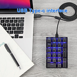 MOTOSPEED K23 Mechanical Numeric Keypad Red Switch Wired 21 Keys Mini Numpad Portable Keypad Backlight Gaming Keypad Extended Layout for Cashier