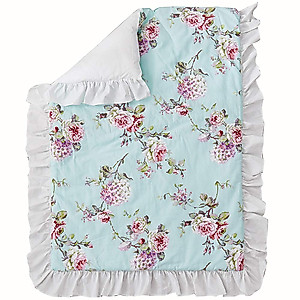 Brandream French Country Crib Bedding Set for Girls | 3 Piece Floral Nursery Set | Ruffled Baby Comforter, Crib Sheet, Crib Bed Skirt Included