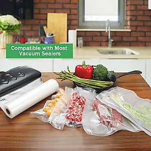 WishDirect Vacuum Sealer Bags Rolls Compatible with FoodSaver 4-Pack 11" x 25' Vacuum Seal Rolls Fit Inside Machine Double-Side Embossed BPA-Free Bags for Sous Vide or Food Storage (Total 100 Feet)