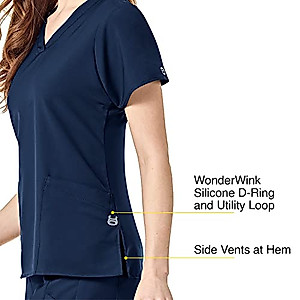 WonderWink W123 Women’s Basic V-Neck Scrub Top — Navy, Medium