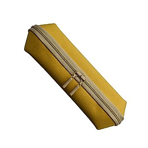 enyuwlcm Canvas Stationery Stylish Small Pencil Pouch and Slim Pencil Case with 2 Zippers 1 Pack Yellow