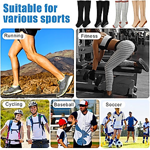 Lasnten 5 Pairs Zipper Compression Socks Open Toe Compression Stockings with Zipper Support Socks for Women Compression Knee High Compression Socks for Women Men, Walking Running