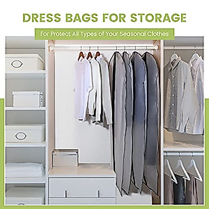 HOUSE DAY Clear Garment Bags, Dress bags for Storage 60 inch, Hanging Suit Bags for Closet Storage and Travel, Dust Suit Cover Bags, Washable Clothes Protectors Hanging Clothes Bag (Set of 6,Black)
