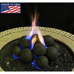 Myard 14 Cannonball Fire Stones Log Set for Fire Pit/Personal Fireplace (14, Solid-Mix-20LB)