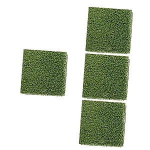 Yardwe 4pcs Synthetic Fake Grass Fake Lawn Grass Imitation Grass Fake Grass Rug Fake Green Dog Grass Mats Fake Lawn Mat Interlocking Turf Tiles Grass Tile Mat Faux Rug Artificial Paver or