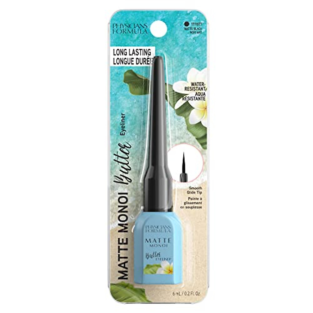 Physicians Formula Matte Monoi Butter Liquid Matte Eyeliner, Eye Makeup, Dermatologist Tested, Black, Brush Eye Liner