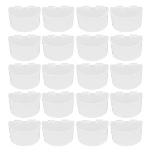 TOPINCN 20pcs Cage Cups Bird Feeders, Bird Food Bowl Hanging Water Cup Parrot Food Bowl Plastic Parrot Water Feeding Cup Birdcage Feeder for Parrot Poultry Pigeon(L-White)