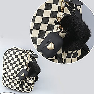 Wonhibo Cute Black Heart Airpods Pro Case for Women Girls, Kawaii Cover for Apple Airpod Pro 2019 with Pom Pom Keychain