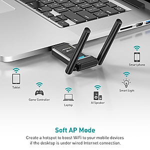 EDUP LOVE AX1800M USB WiFi 6 Adapter 802.11ax for PC, USB 3.0 WiFi Dongle Dual Band 5Ghz/2.4Ghz High Gain Dual Antennas MU-MIMO Wireless Network Adapter for PC Desktop Laptop Supports Windows 11/10/7